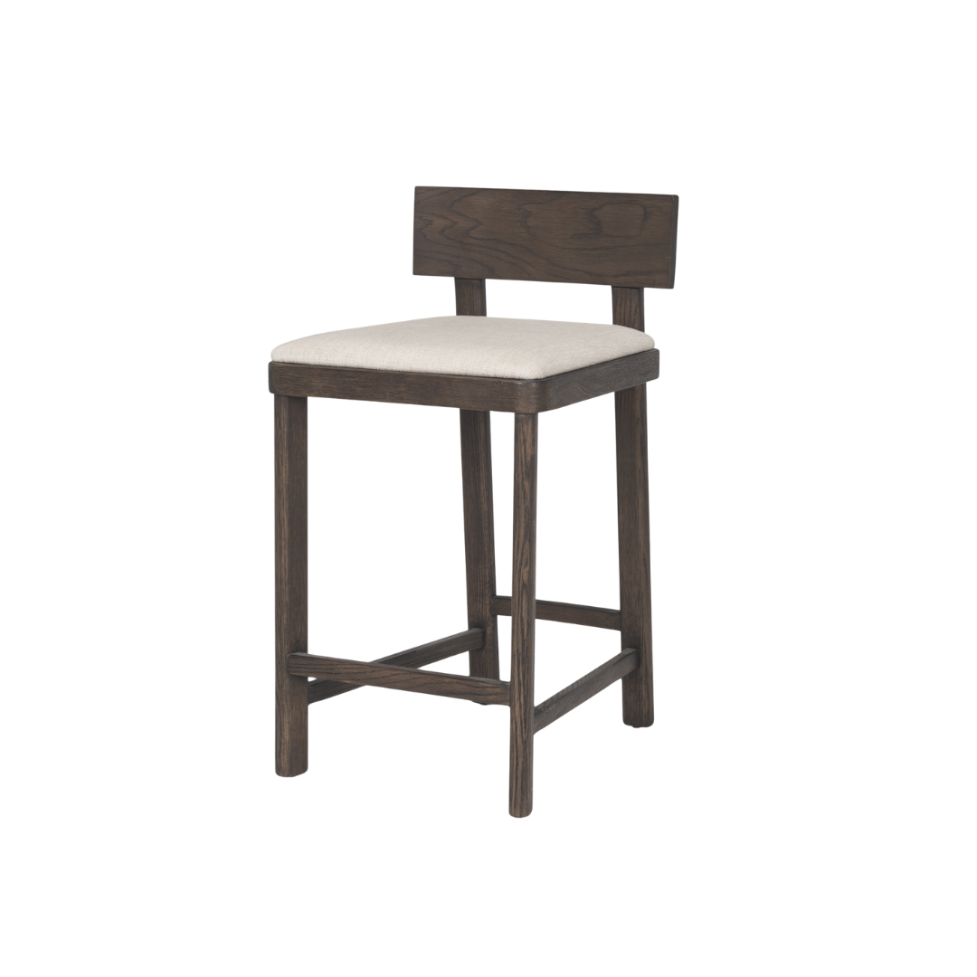Soren Counter Stool, Dark Brown and Oatmeal– Landen Furniture & Decor