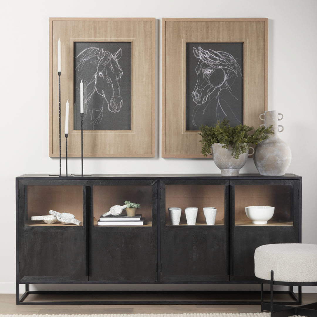 Sloan Sideboard - Black Wood with Black Metal Frame– Landen Furniture ...