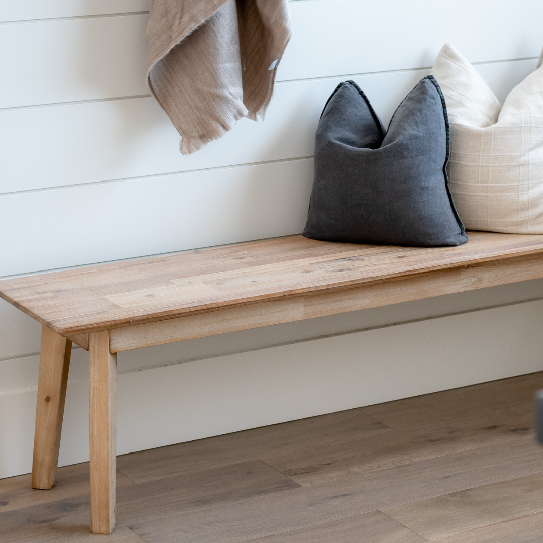 Gia Bench - Light Driftwood– Landen Furniture & Decor