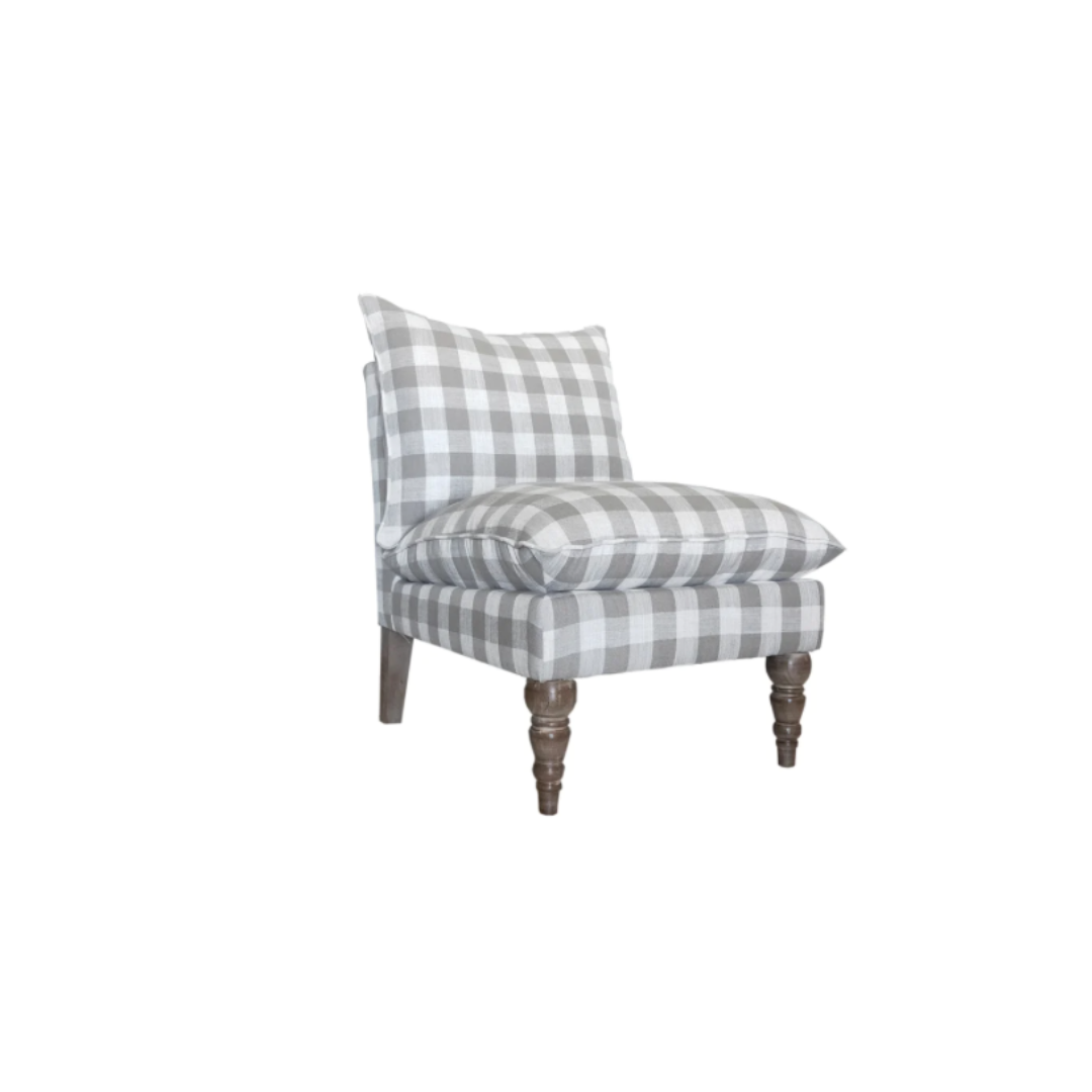 Sasha Slipper Chair - Checker Light Grey and White– Landen Furniture ...